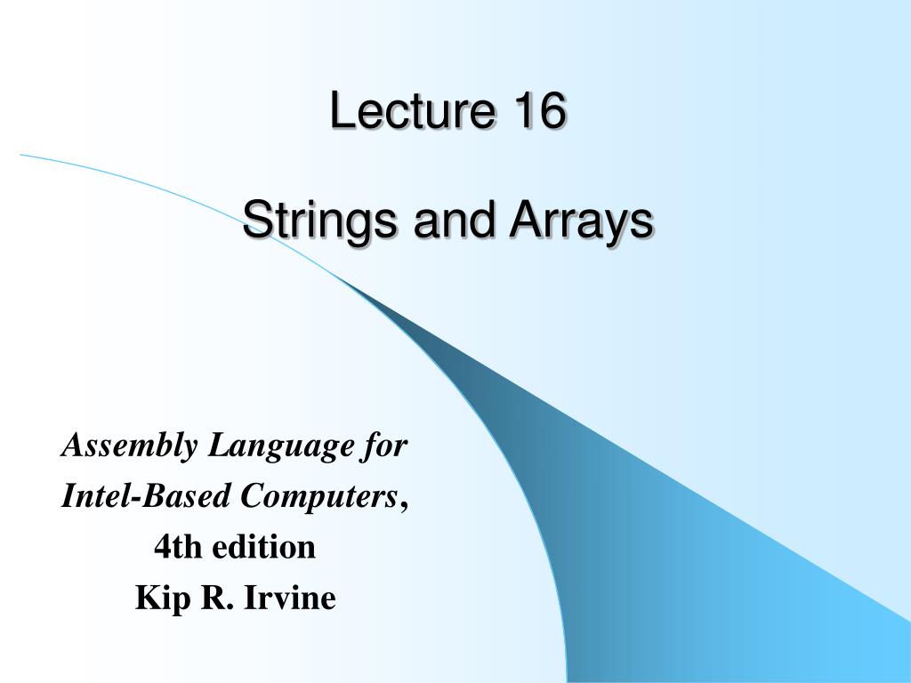 PPT - Lecture 16 Strings and Arrays PowerPoint Presentation, free ...