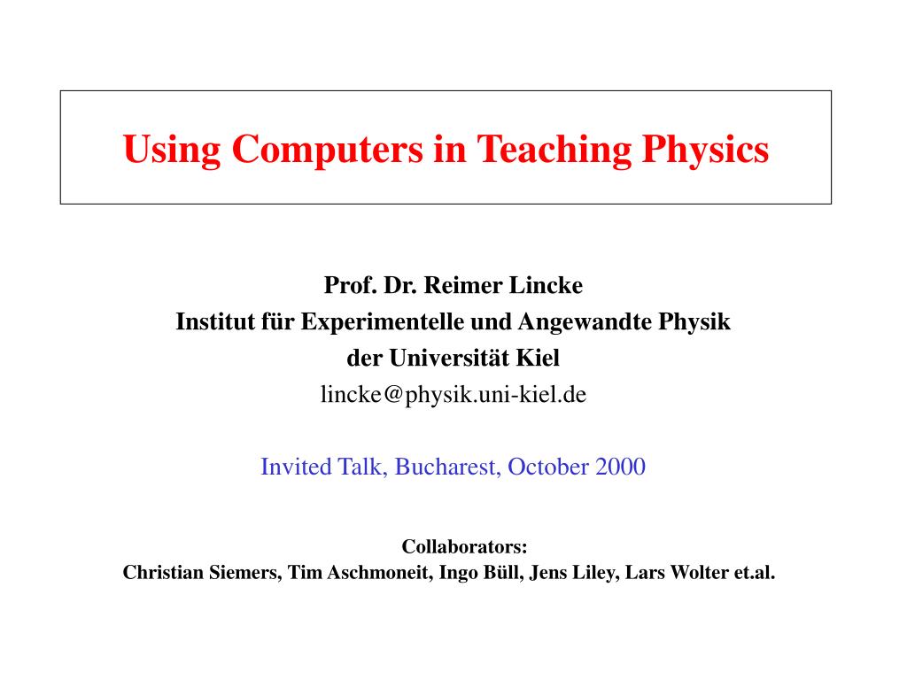 PPT - Using Computers in Teaching Physics PowerPoint Presentation, free ...