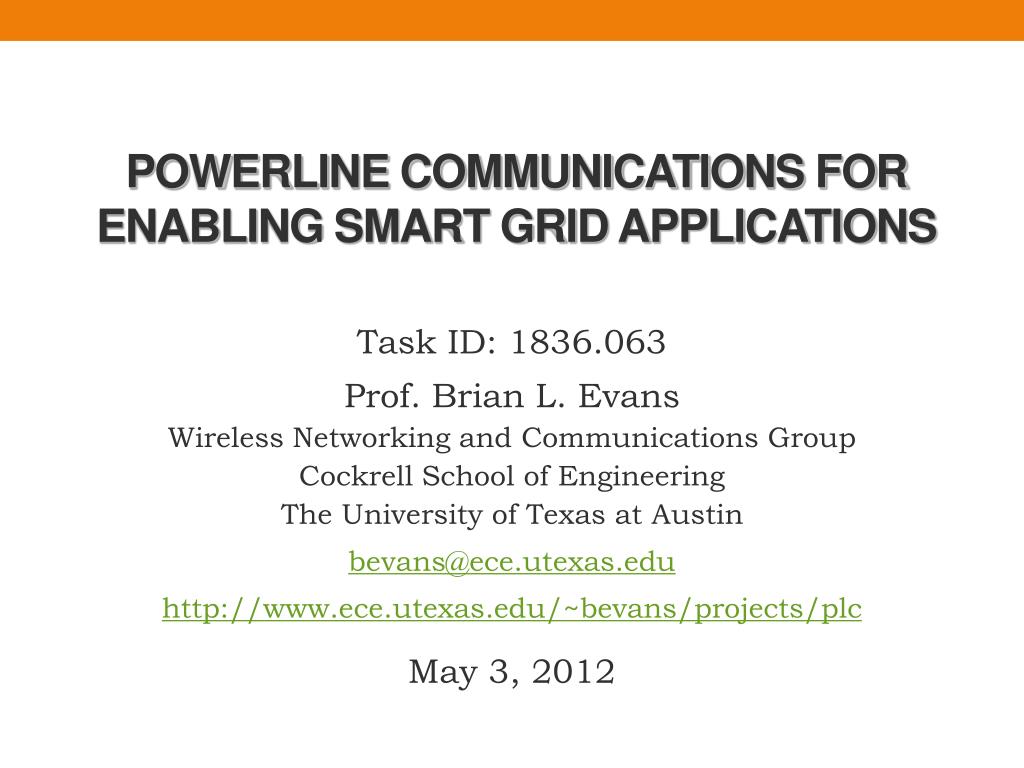 PPT - POWERLINE COMMUNICATIONS FOR ENABLING SMART GRID APPLICATIONS ...