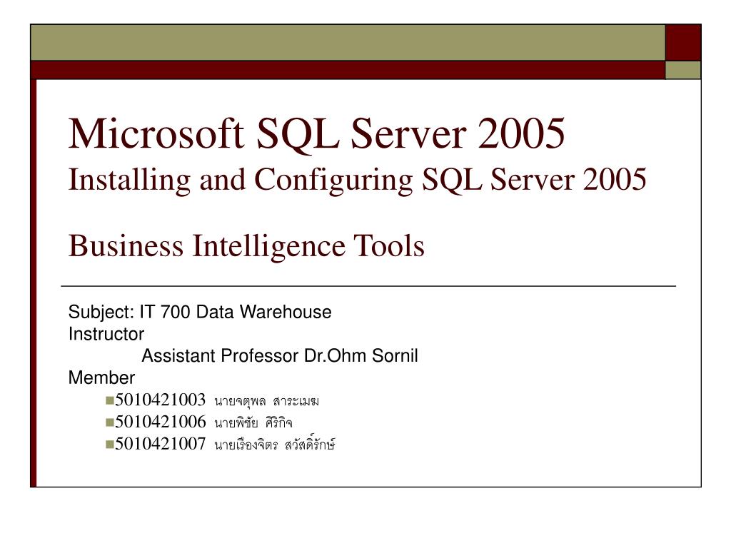 PPT - Microsoft SQL Server 2005 Installing and Configuring SQL Server ...
