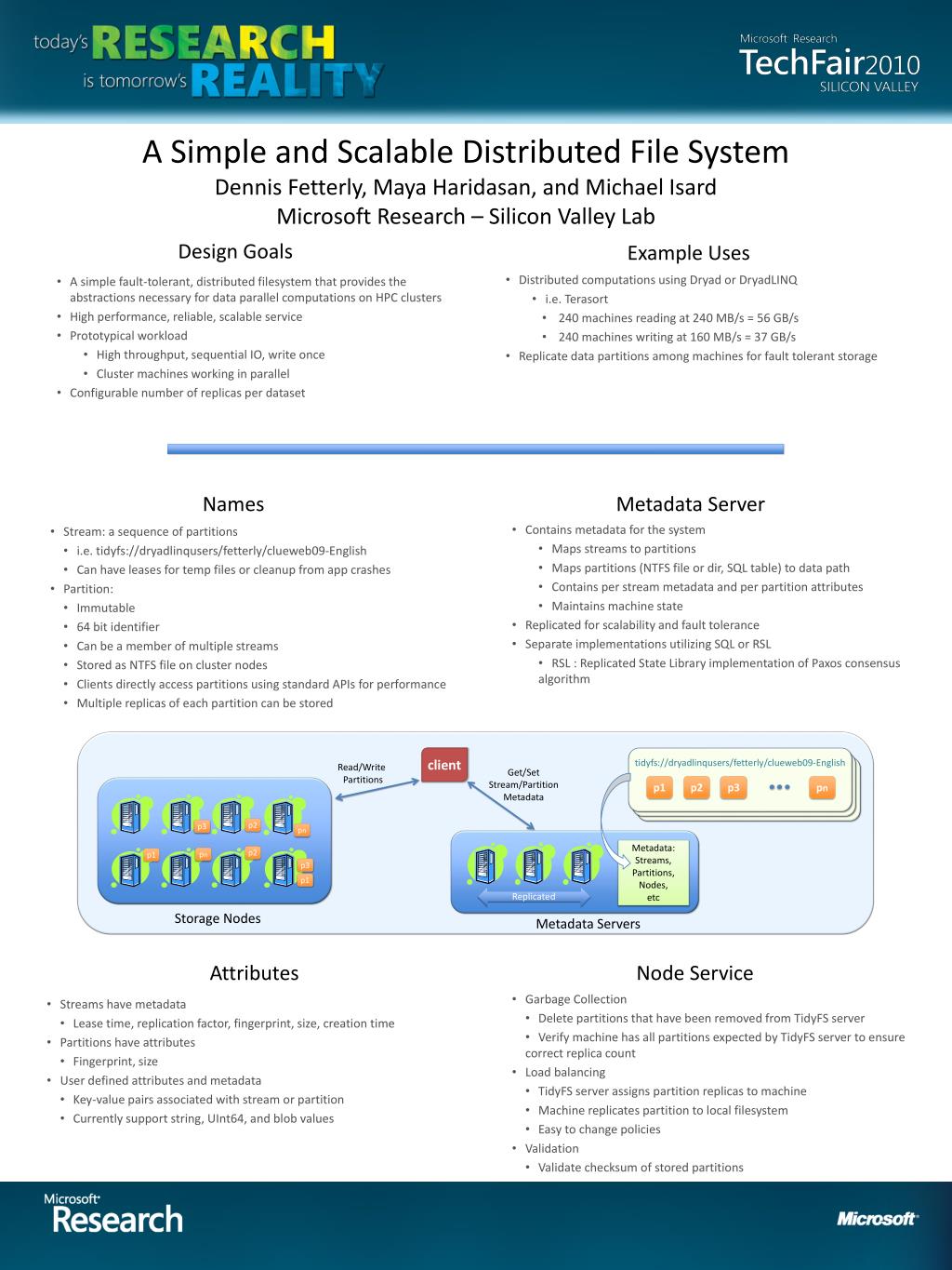PPT - A Simple and Scalable Distributed File System Dennis Fetterly ...