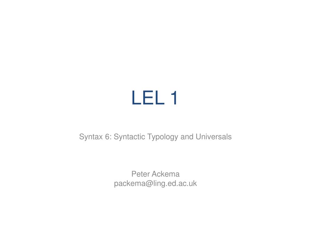 PPT - LEL 1 PowerPoint Presentation, free download - ID:752530