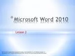 PPT - Microsoft ® Word 2010 Basics PowerPoint Presentation, free ...