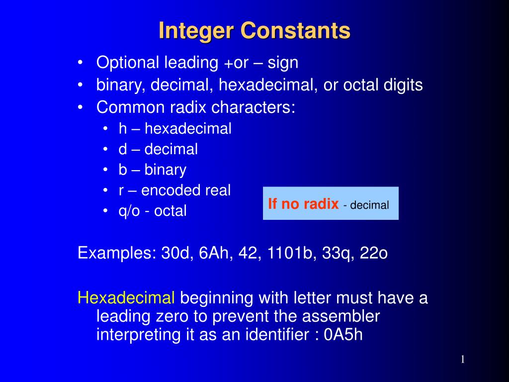 PPT - Integer Constants PowerPoint Presentation, free download - ID:766242