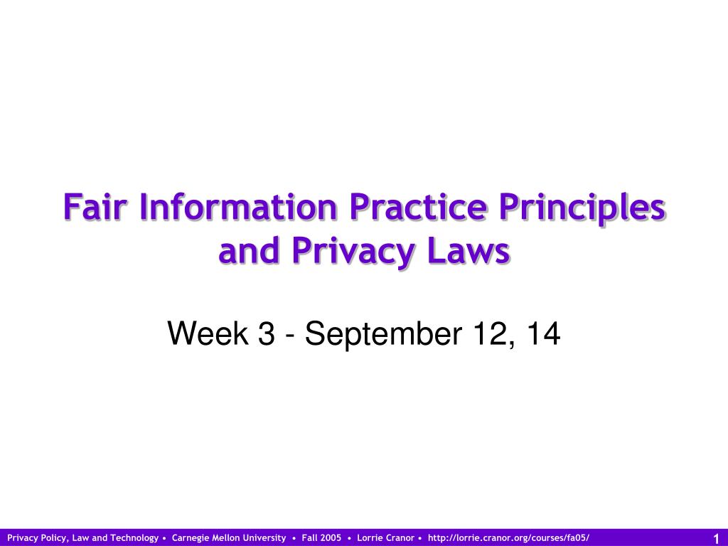 PPT - Fair Information Practice Principles and Privacy Laws PowerPoint ...