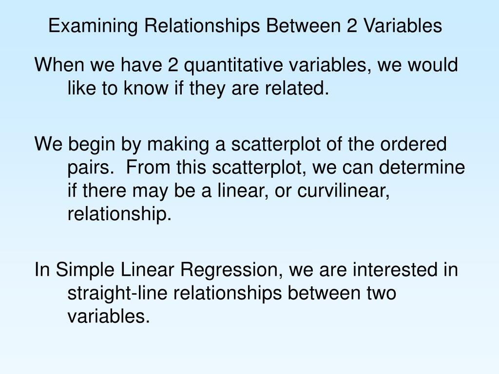 PPT - Examining Relationships Between 2 Variables PowerPoint ...
