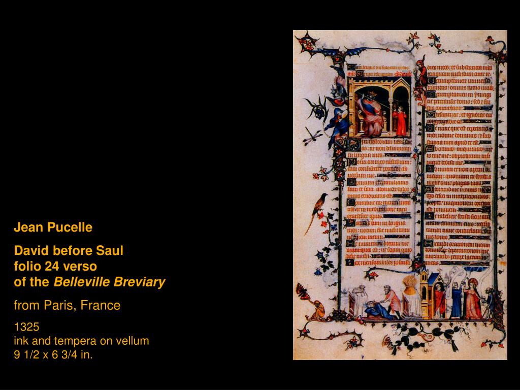 PPT - Jean Pucelle David before Saul folio 24 verso of the Belleville ...