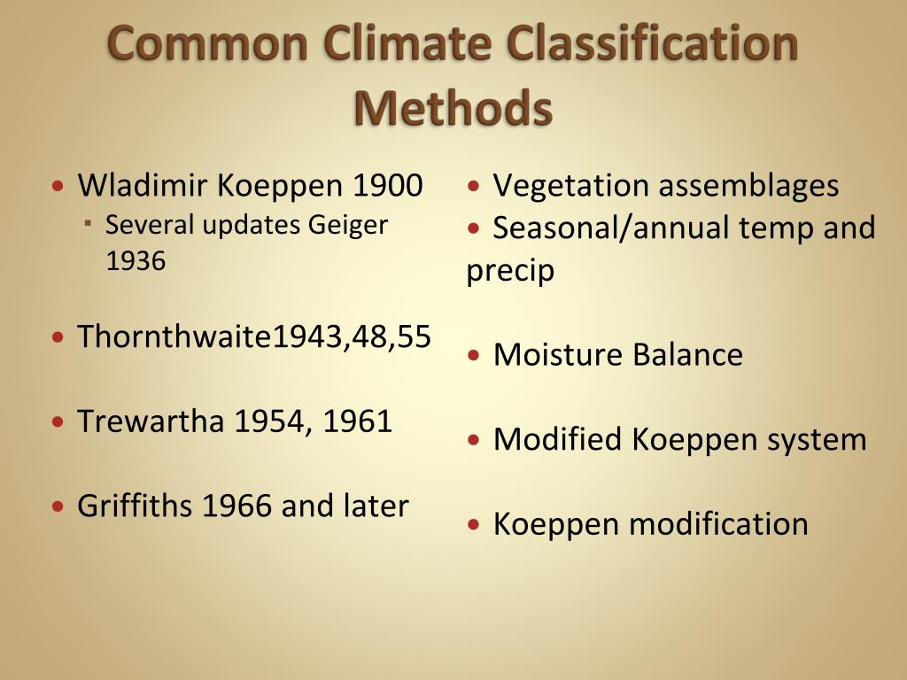 PPT - Common Climate Classification Methods PowerPoint Presentation ...