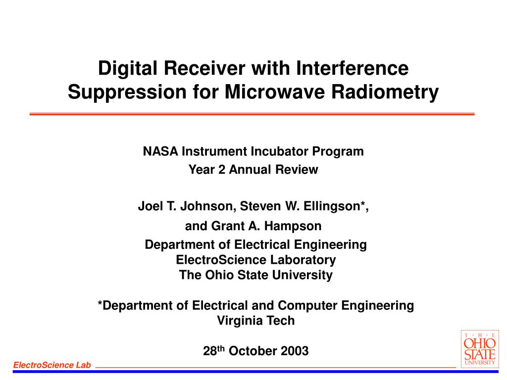 PPT - Digital Receiver with Interference Suppression for Microwave ...