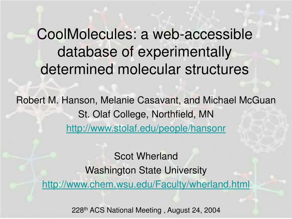 PPT - CoolMolecules: a web-accessible database of experimentally ...