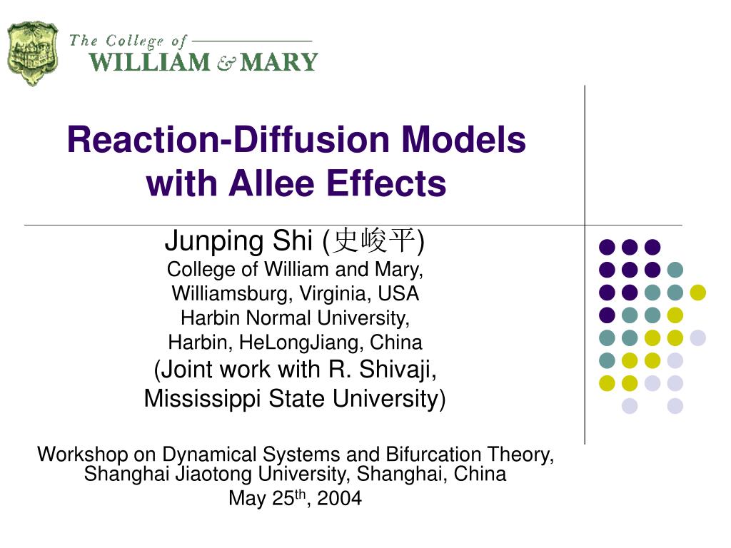 PPT - Reaction-Diffusion Models with Allee Effects PowerPoint ...