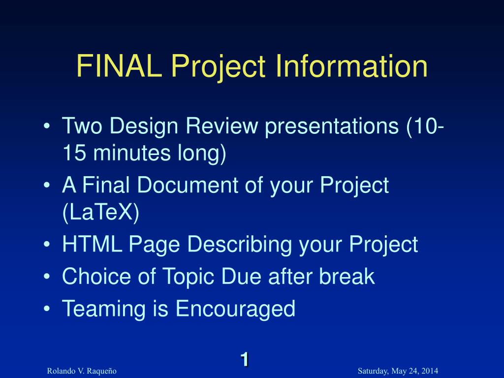 PPT - FINAL Project Information PowerPoint Presentation, free download ...