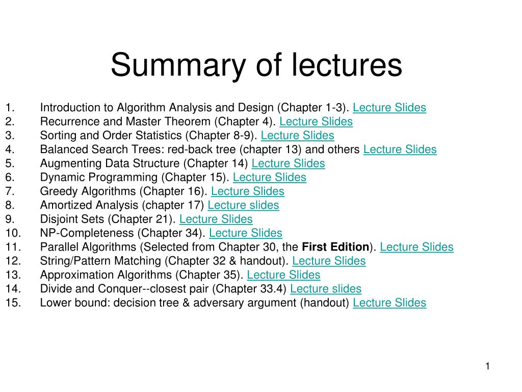 PPT - Summary of lectures PowerPoint Presentation, free download - ID ...