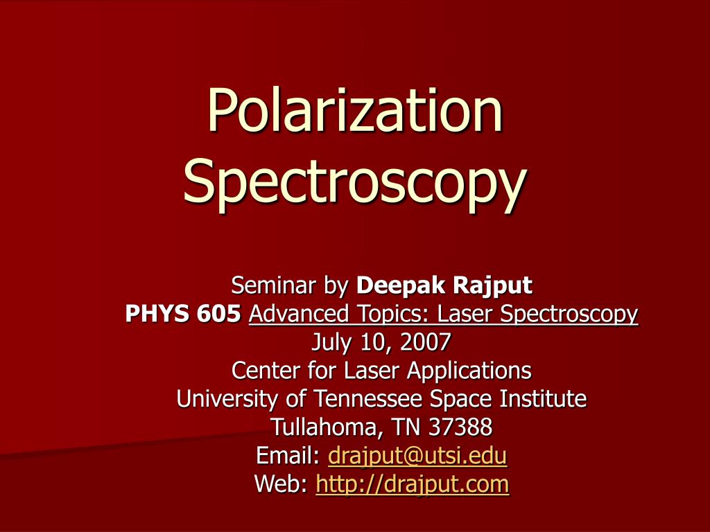 PPT - Polarization Spectroscopy PowerPoint Presentation, free download ...