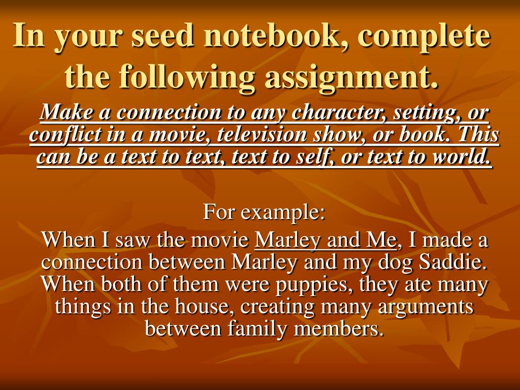 PPT - In your seed notebook, complete the following assignment ...