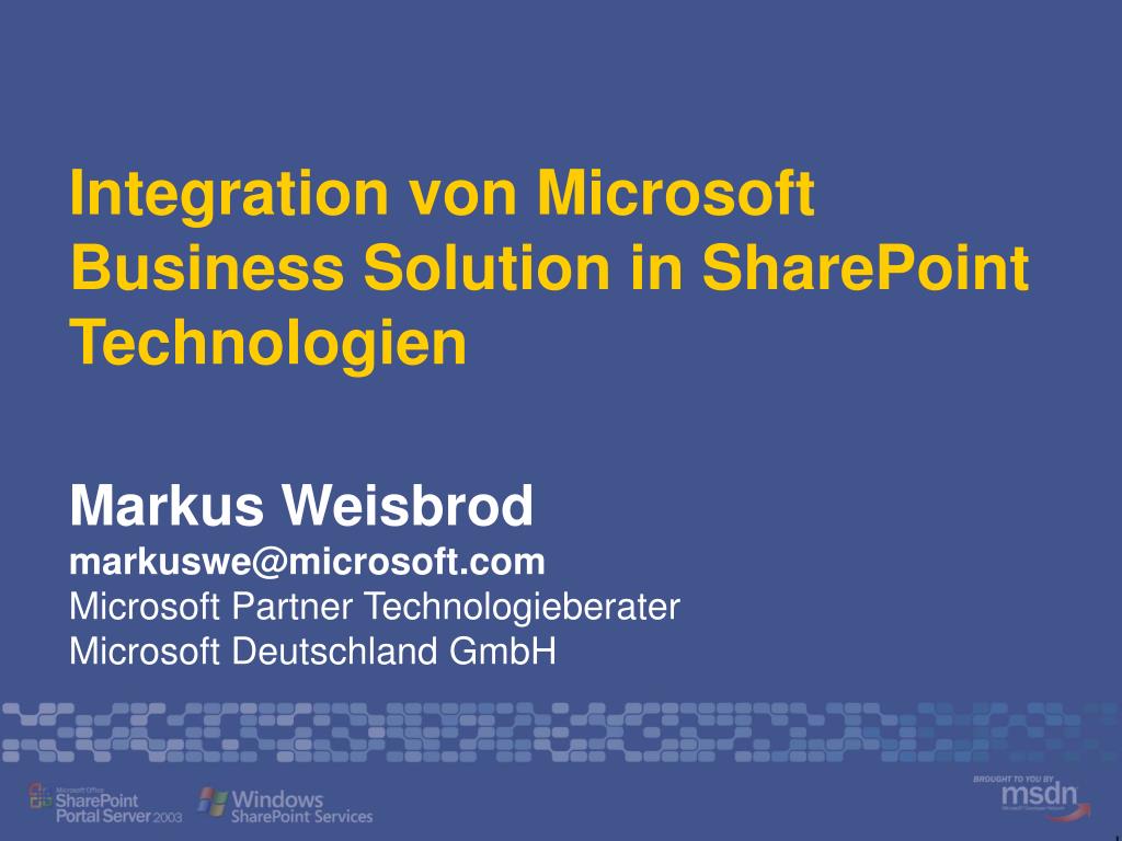 PPT - Integration von Microsoft Business Solution in SharePoint ...