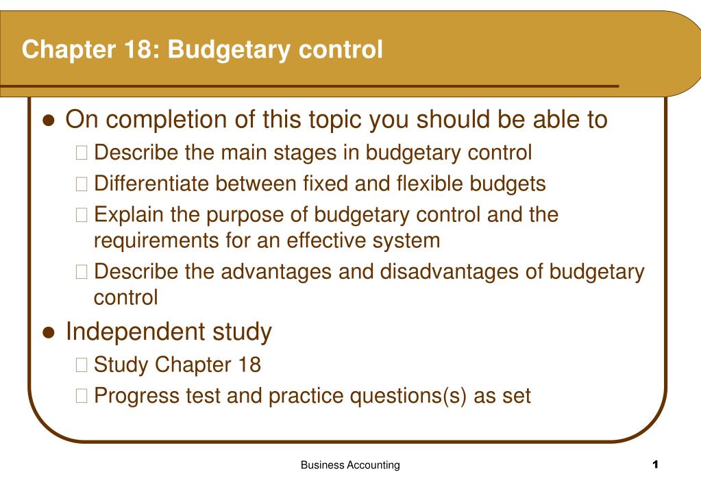 Ppt Chapter 18 Budgetary Control Powerpoint Presentation Free