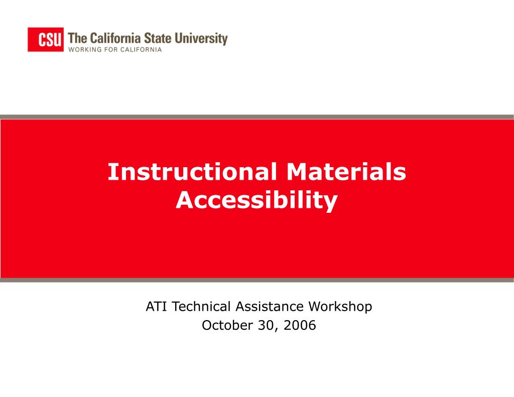 PPT - Instructional Materials Accessibility PowerPoint Presentation ...