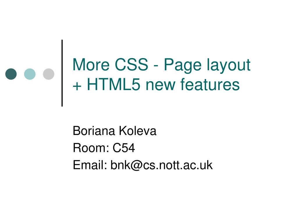 PPT - More CSS - Page layout + HTML5 new features PowerPoint ...