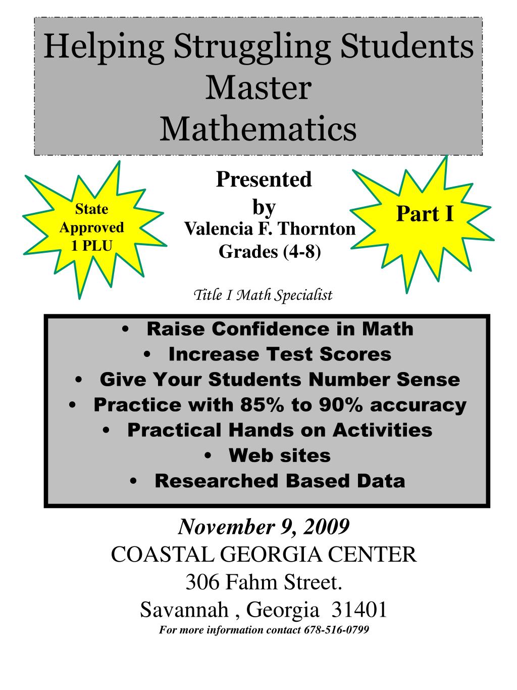 PPT - Helping Struggling Students Master Mathematics PowerPoint ...