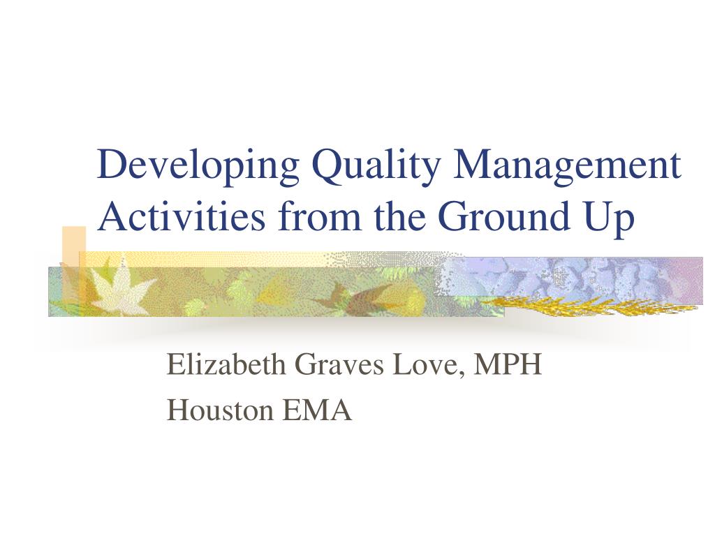 PPT - Developing Quality Management Activities from the Ground Up ...