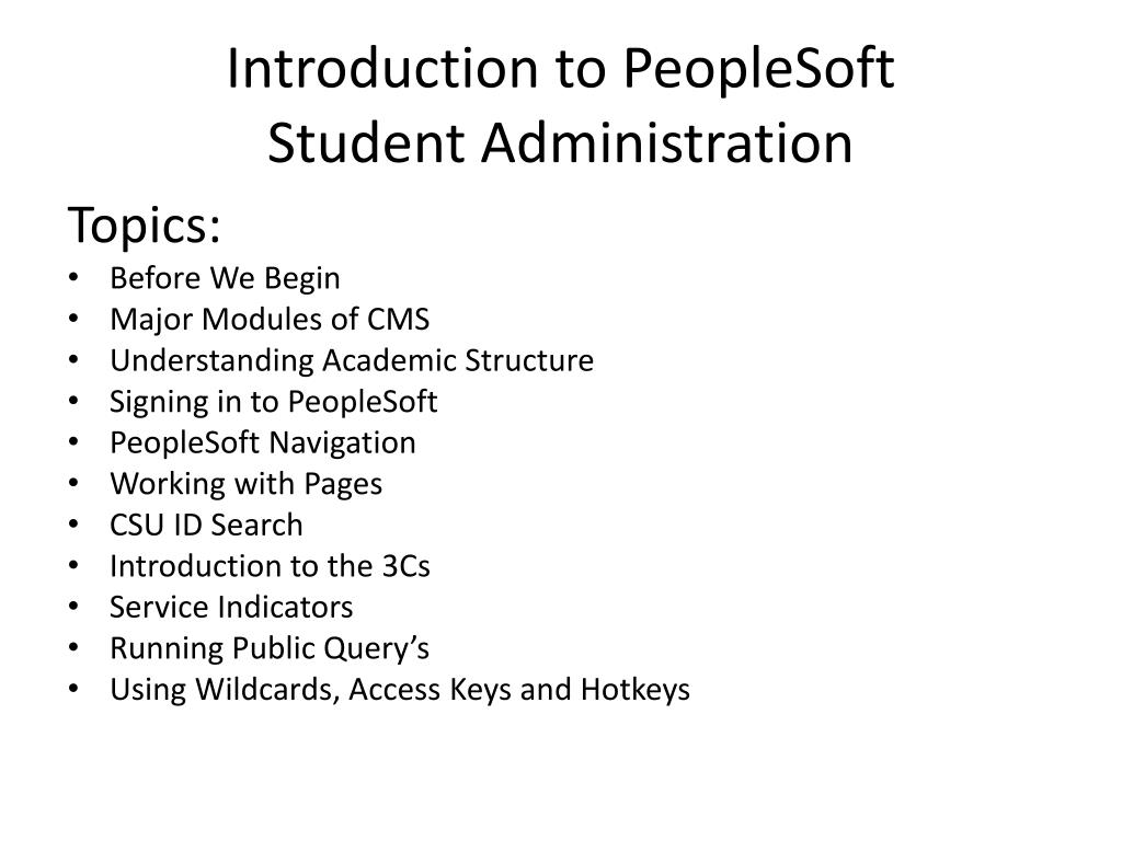 PPT - Introduction to PeopleSoft Student Administration PowerPoint ...