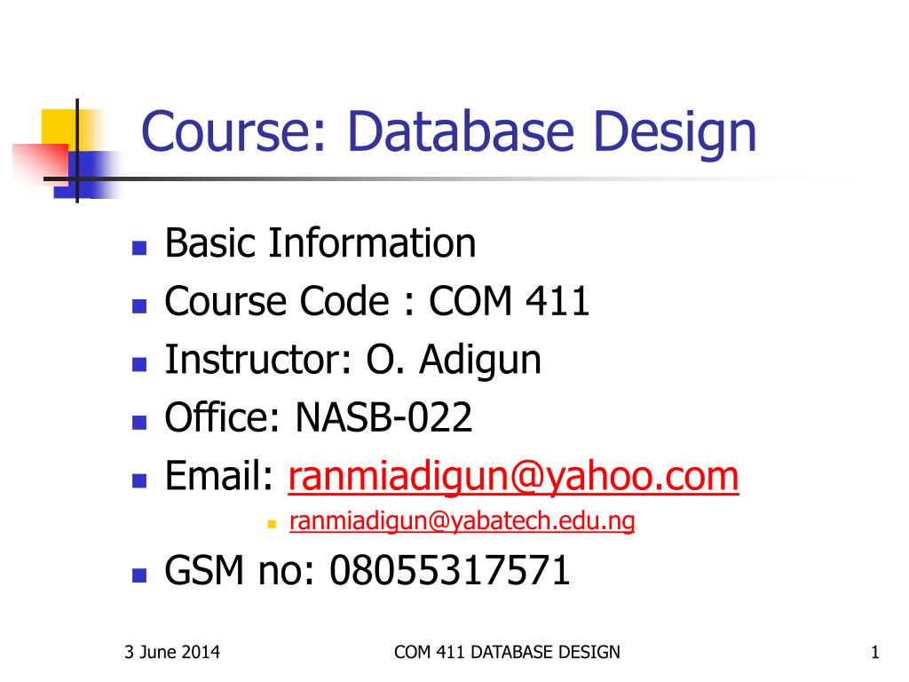 PPT - Course: Database Design PowerPoint Presentation, free download ...
