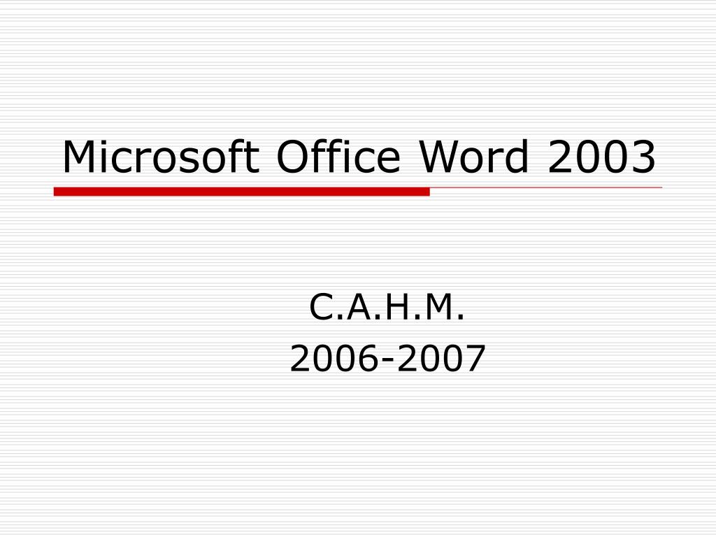 PPT - Microsoft Office Word 2003 PowerPoint Presentation, free download ...