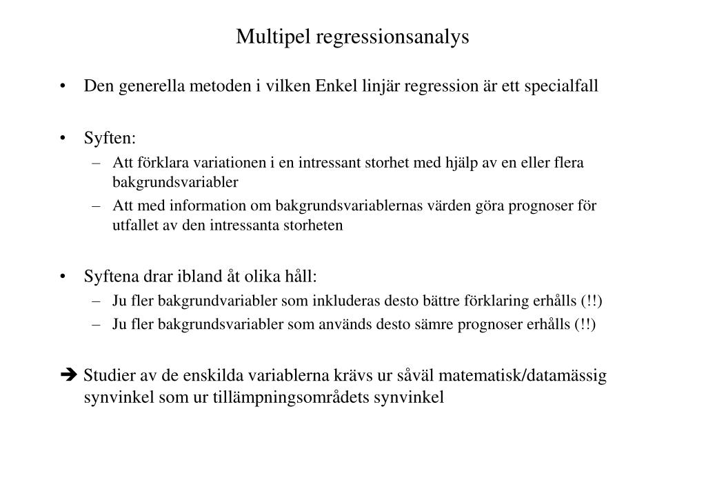 PPT - Multipel regressionsanalys PowerPoint Presentation, free download ...