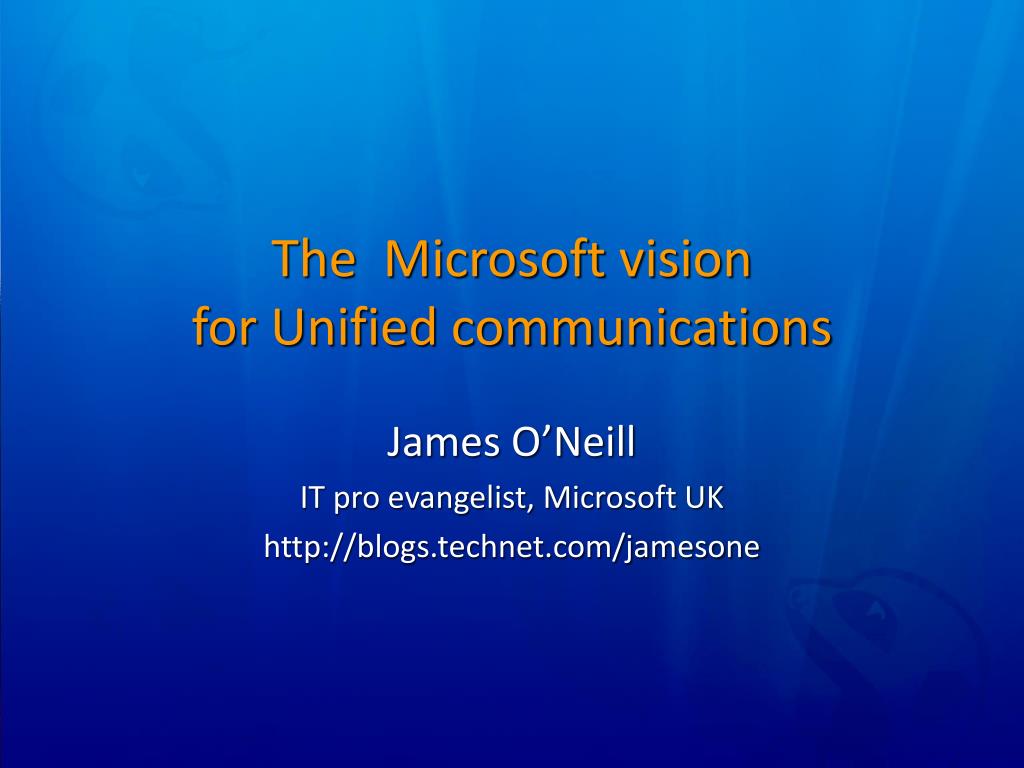 PPT - The Microsoft vision for Unified communications PowerPoint ...