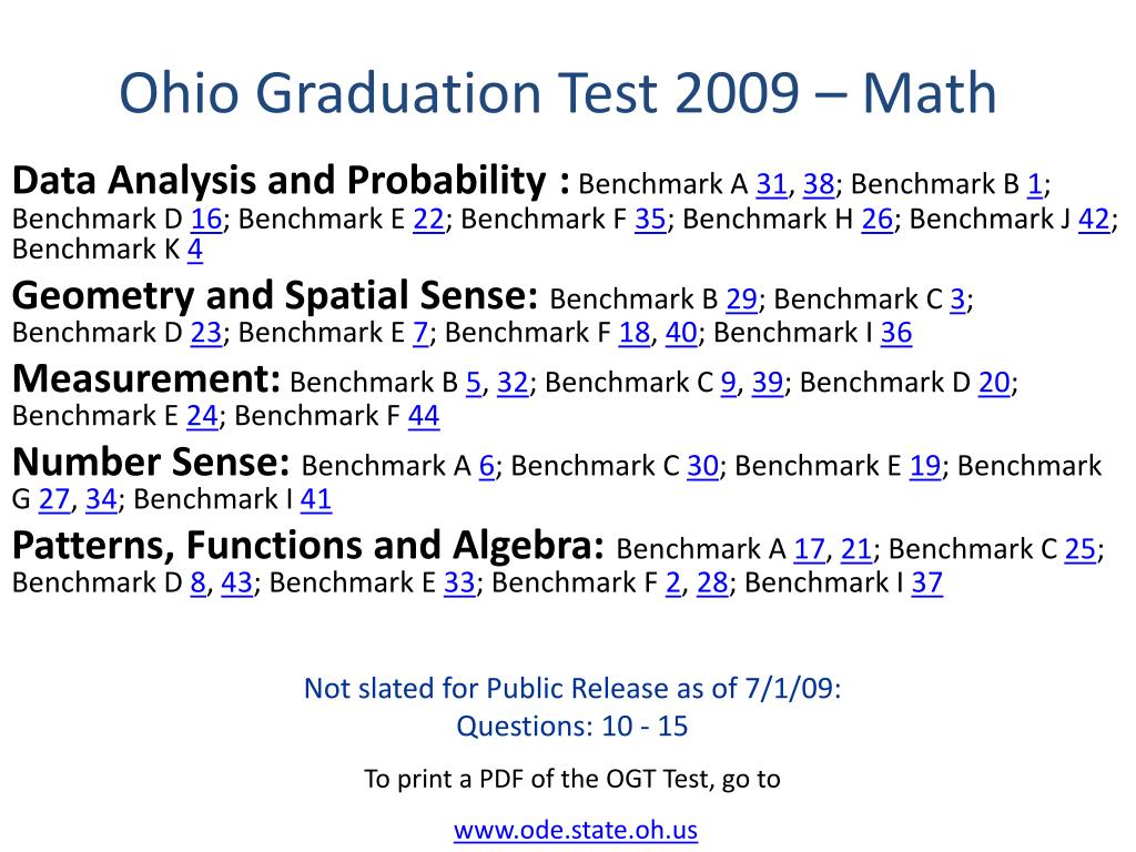 PPT - Ohio Graduation Test 2009 – Math PowerPoint Presentation, free ...