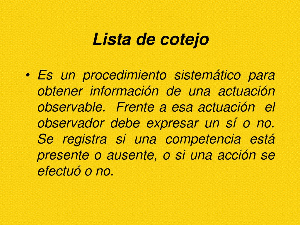 PPT - Lista de cotejo PowerPoint Presentation, free download - ID:901589