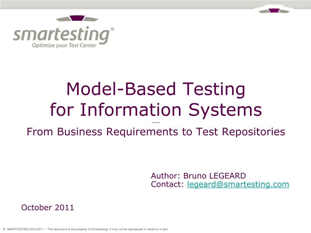 PPT - Model-Based Testing for Information Systems ---- From Business ...
