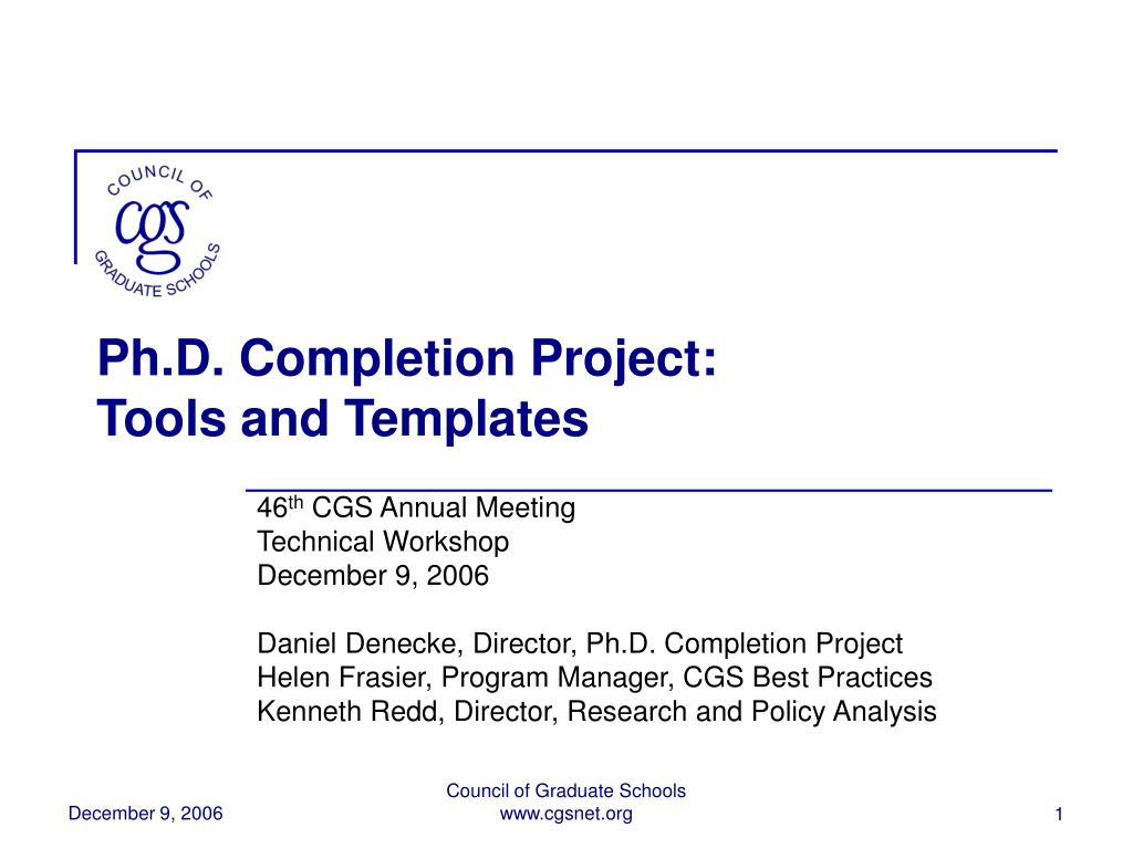 PPT - Ph.D. Completion Project: Tools and Templates PowerPoint ...