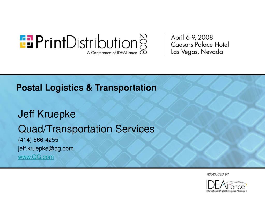 PPT - Postal Logistics & Transportation PowerPoint Presentation - ID:914927