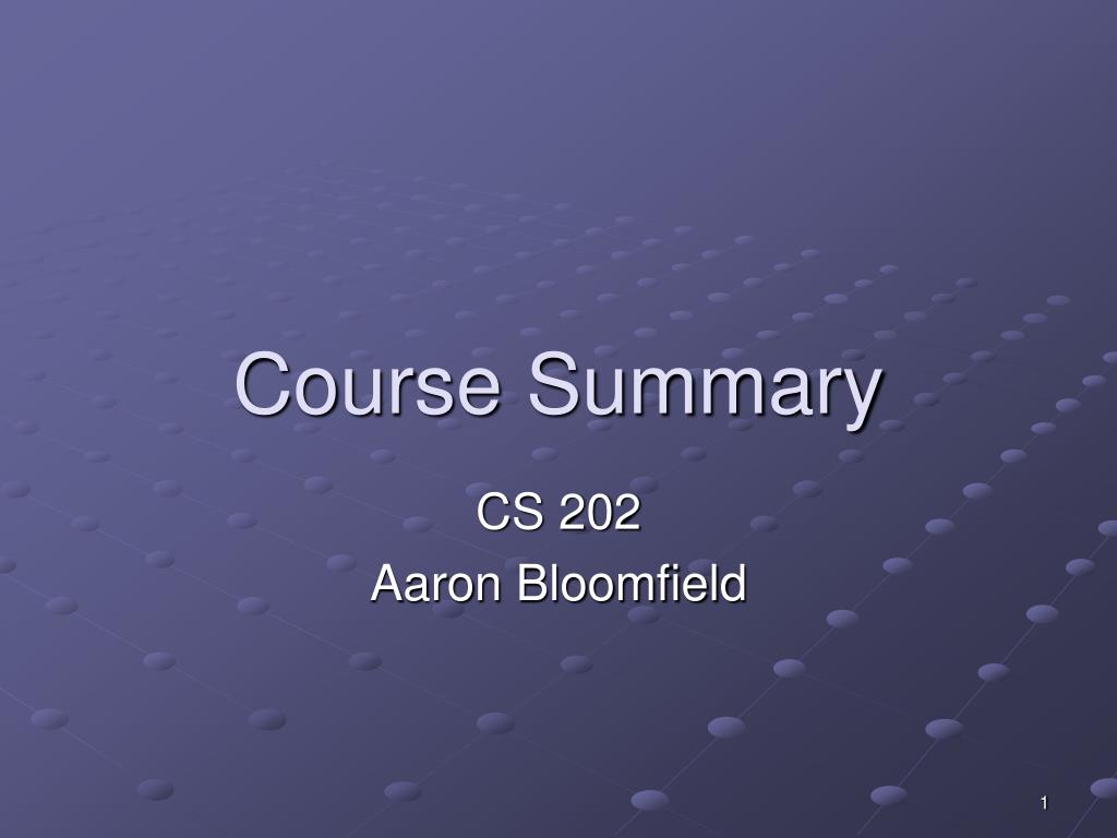 PPT - Course Summary PowerPoint Presentation, free download - ID:920802