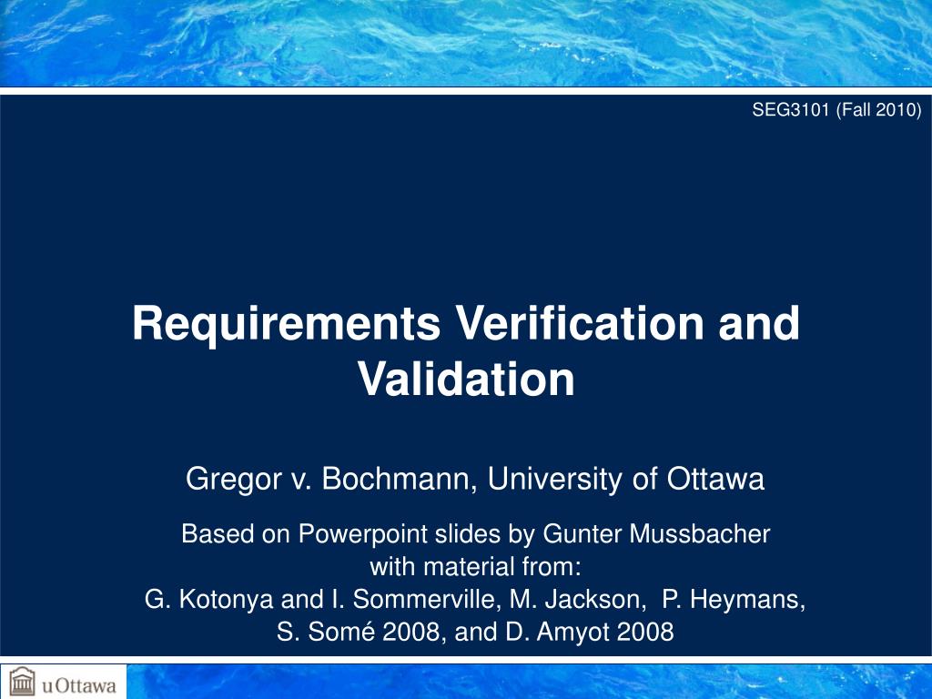 PPT - Requirements Verification and Validation PowerPoint Presentation ...