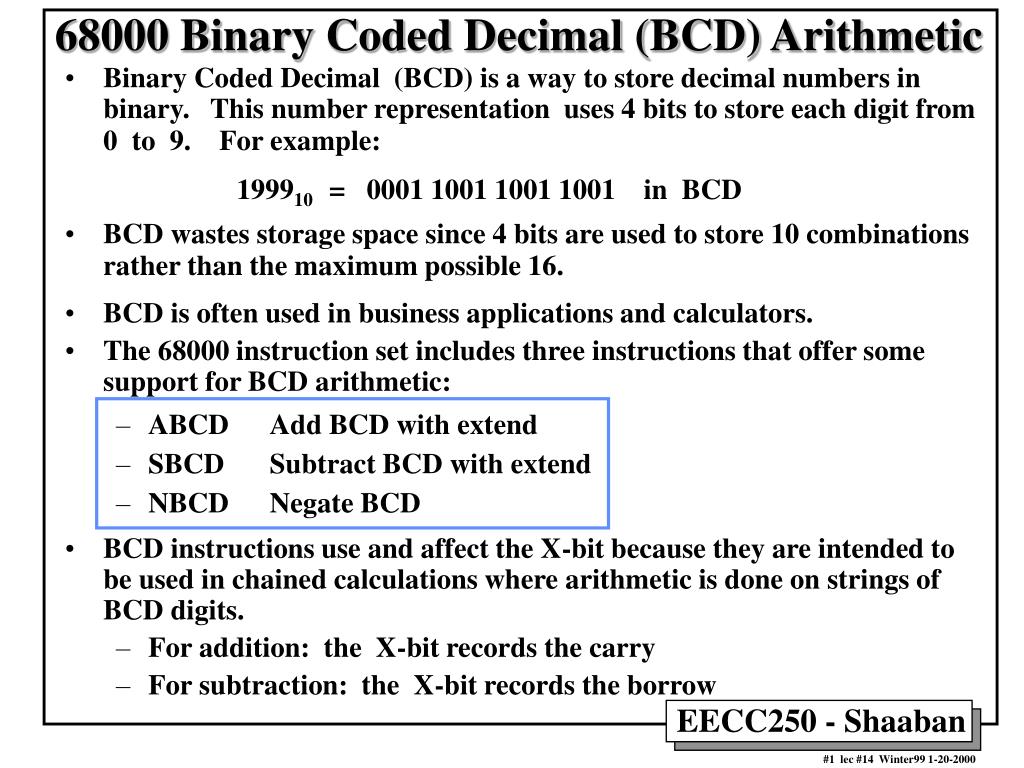 Ppt 68000 Binary Coded Decimal Bcd Arithmetic Powerpoint