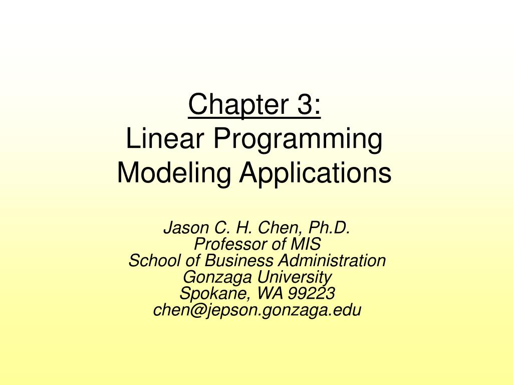 PPT - Chapter 3: Linear Programming Modeling Applications PowerPoint Presentation - ID:934641