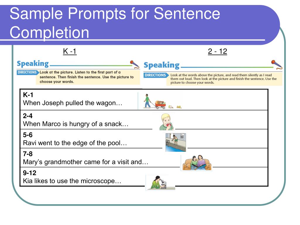 PPT - Sample Prompts for Sentence Completion PowerPoint Presentation ...