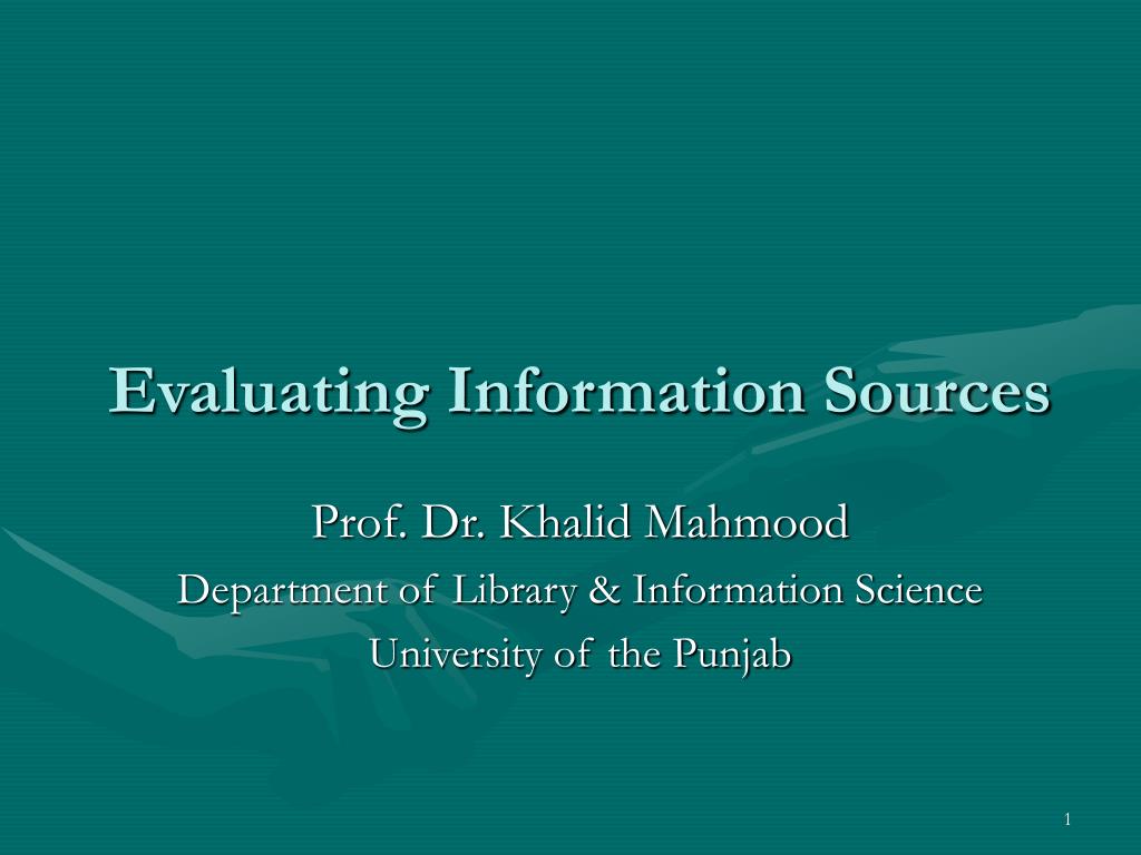 PPT - Evaluating Information Sources PowerPoint Presentation, free ...