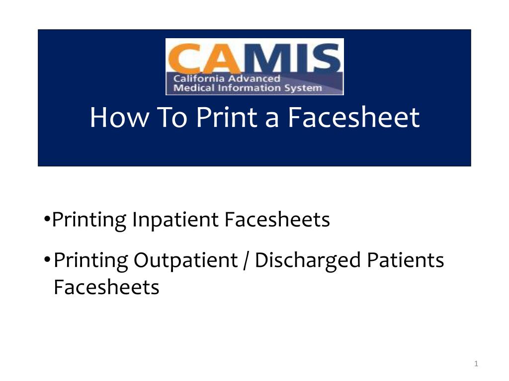 PPT - Efficient Printing of Facesheets for Inpatient and Outpatient ...