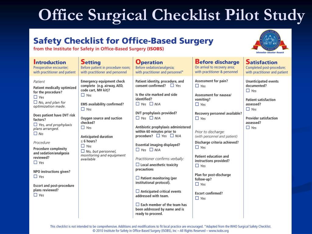 PPT - Office Surgical Checklist Pilot Study PowerPoint Presentation ...