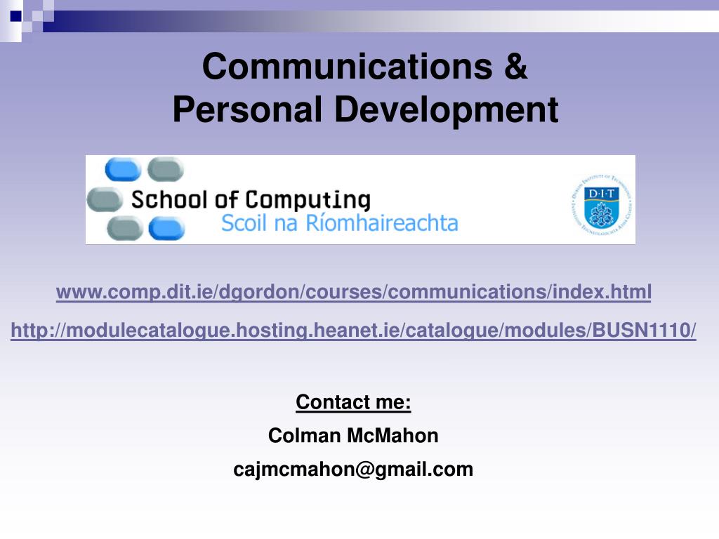 PPT - Communications & Personal Development PowerPoint Presentation ...