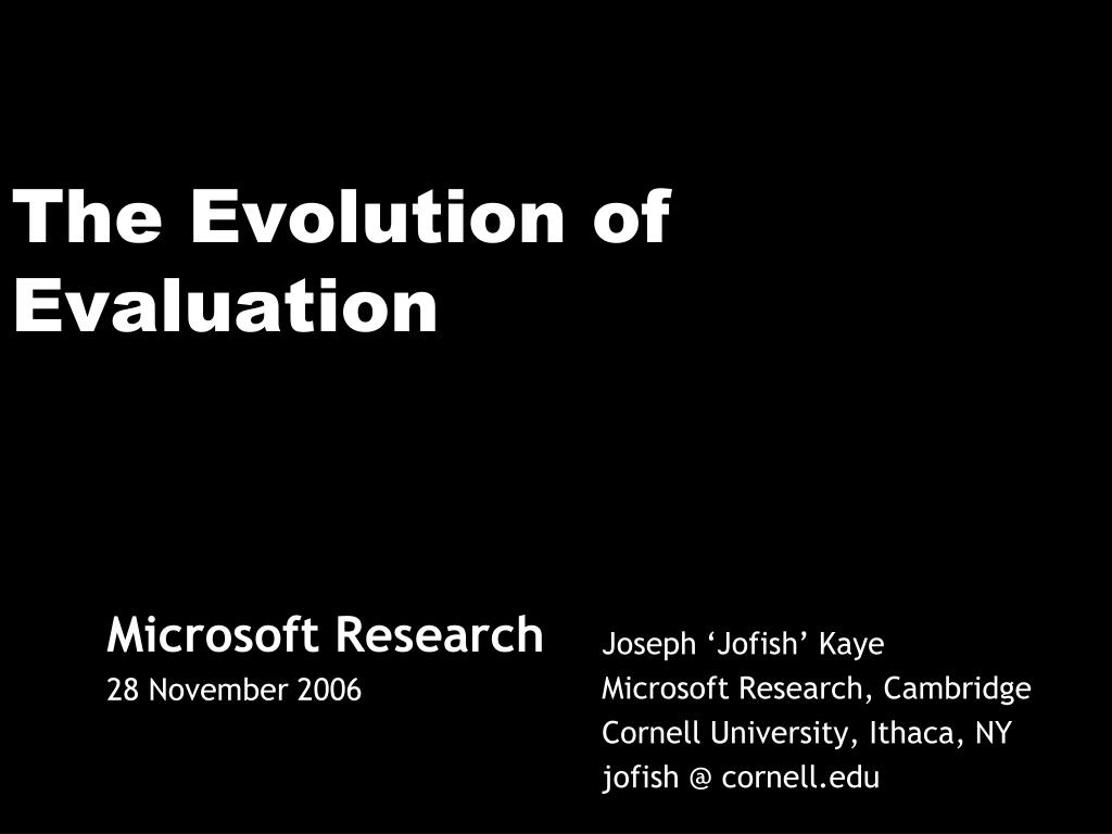 PPT - The Evolution of Evaluation PowerPoint Presentation, free ...