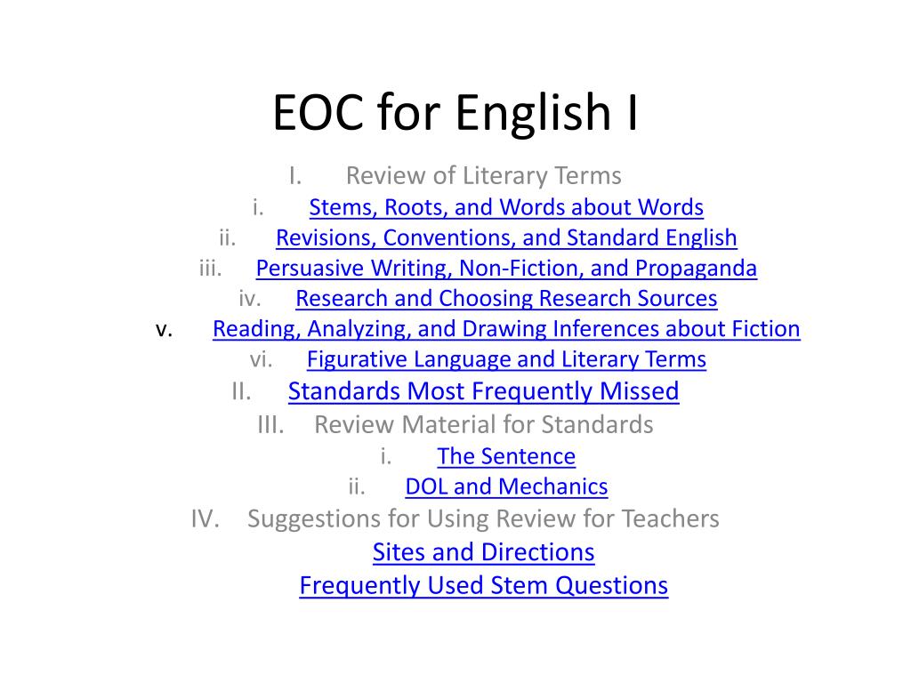 PPT - EOC for English I PowerPoint Presentation, free download - ID:997871