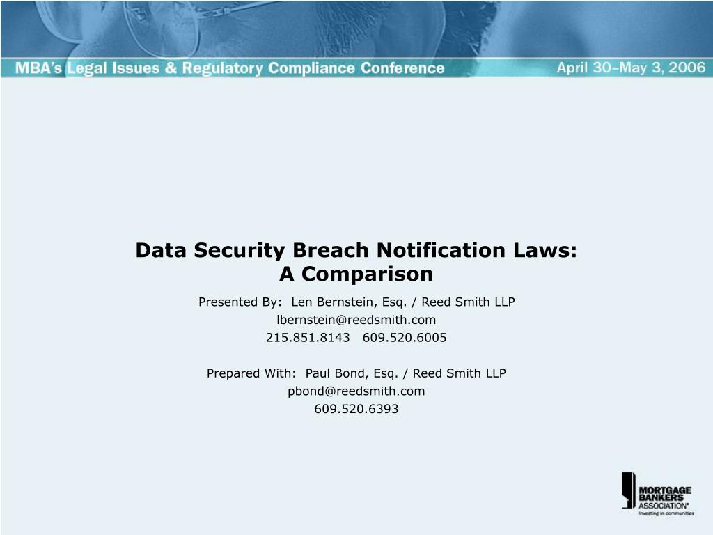 PPT - Data Security Breach Notification Laws: A Comparison PowerPoint ...